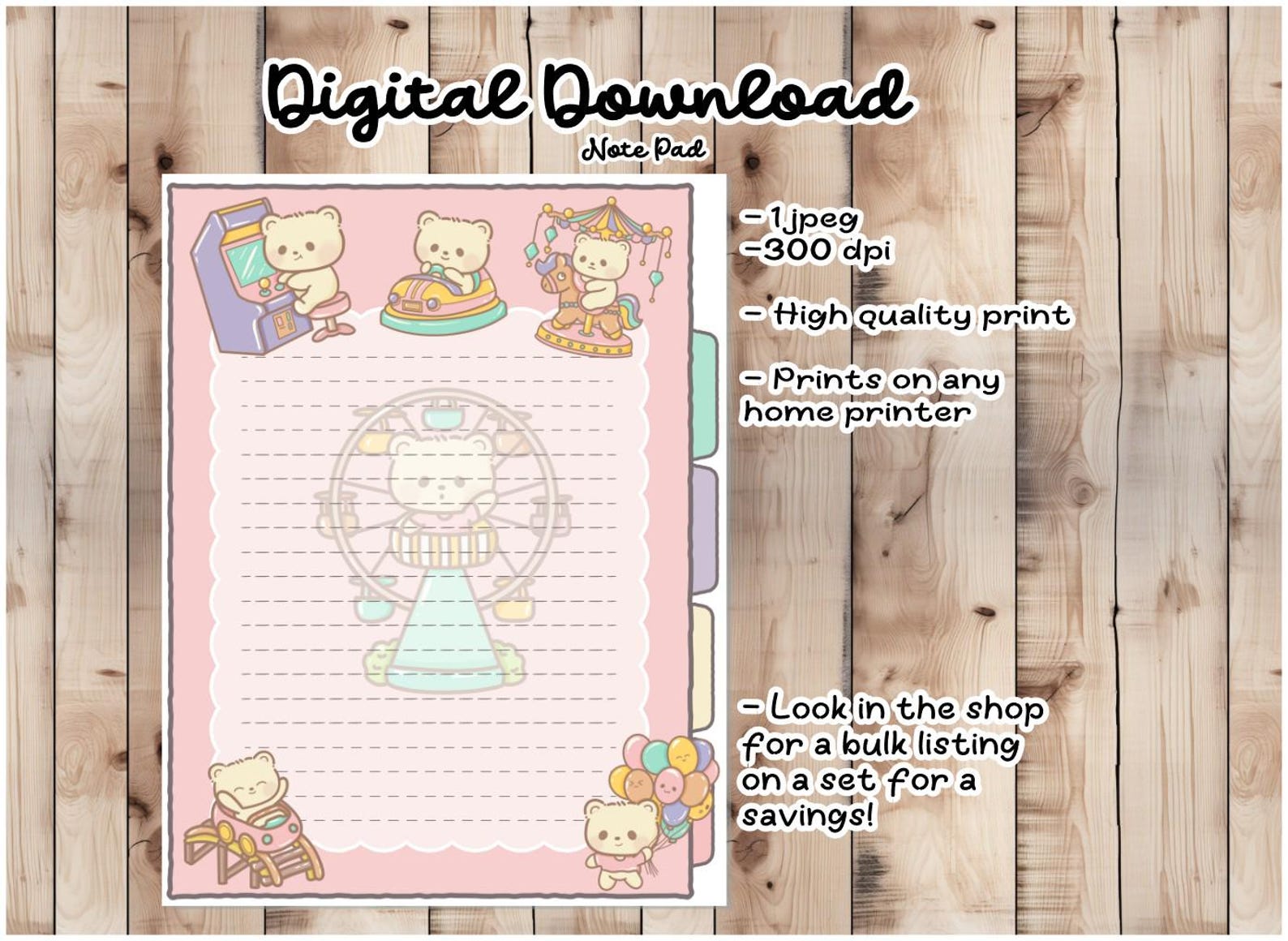 Note Pad Printable, Fair Circus, Kawaii Cute, Coquette, Stationary ...