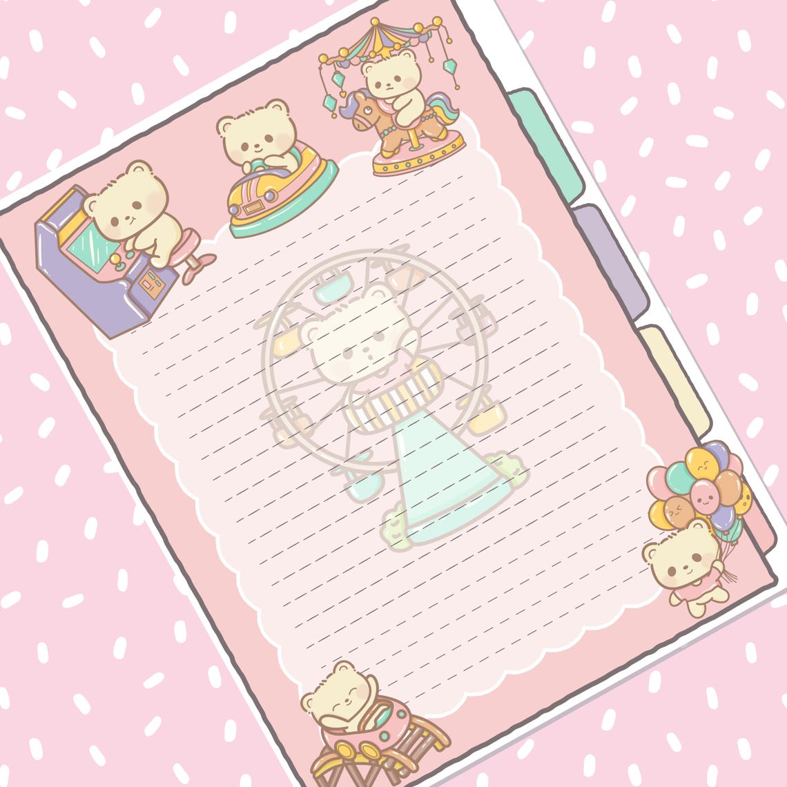 Note Pad Printable, Fair Circus, Kawaii Cute, Coquette, Stationary ...