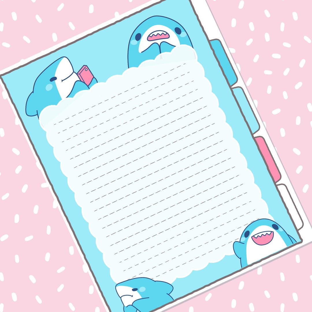 Note Pad Printable, Little Shark, Kawaii Cute, Coquette, Stationary ...