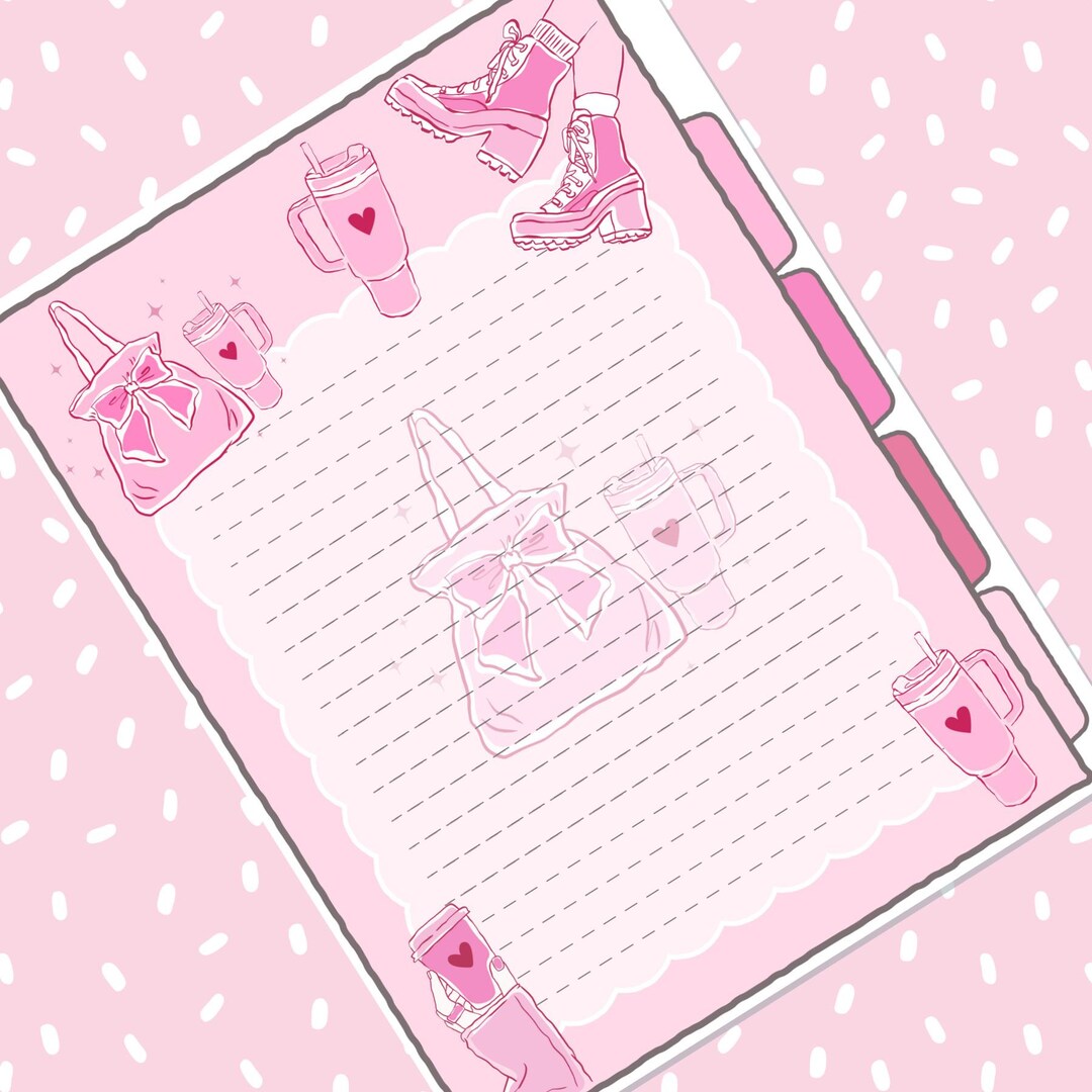 Note Pad Printable, Bougee Girl Boss, Kawaii Cute, Coquette, Stationary ...