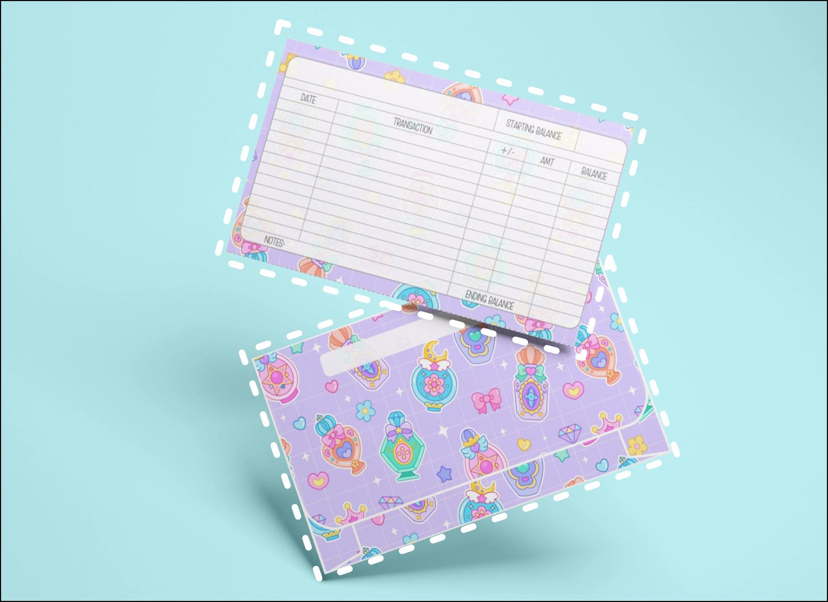 Cash Stuffing Envelope Printable, Magical Girl Kawaii Cute, Purple ...