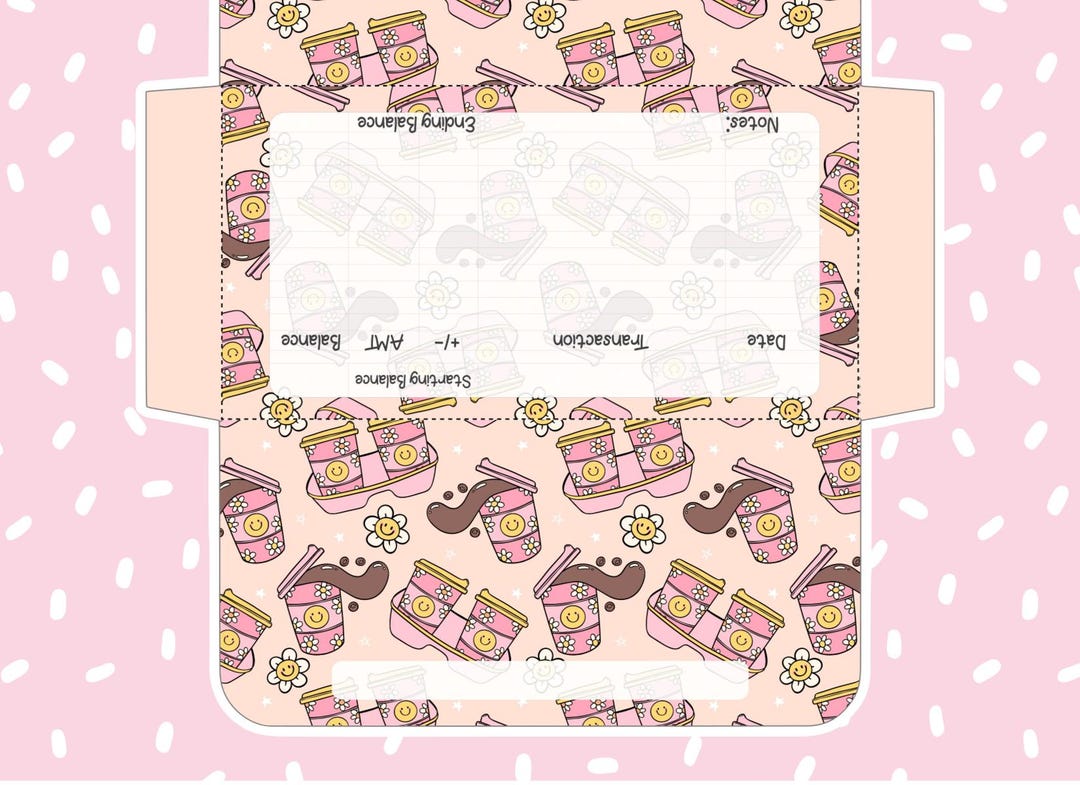 Cash Stuffing Envelope Printable, Coffee Queen, Kawaii Cute, Pastel ...
