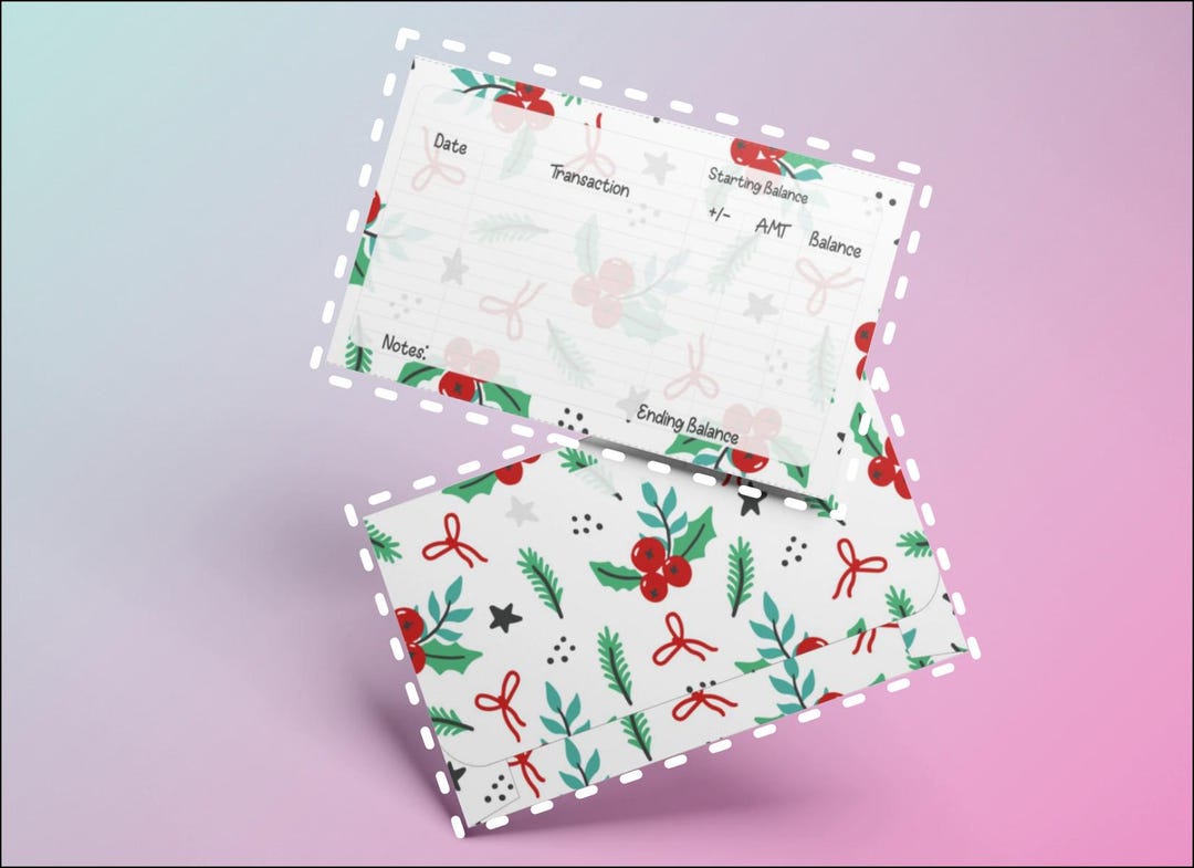 Cash Stuffing Envelope Printable, Holly Jolly, Kawaii Cute, Christmas ...