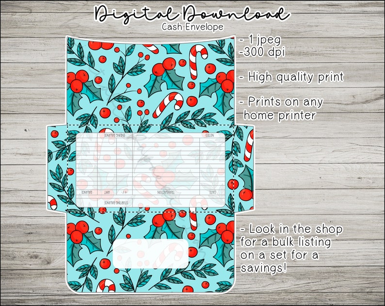 Cash Stuffing Envelope Printable Holly Jolly Christmas - Etsy