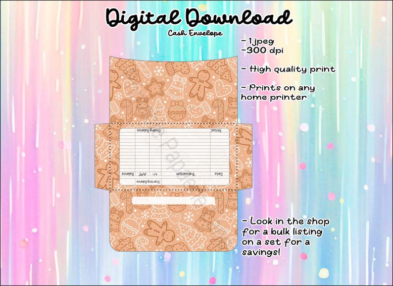Cash Stuffing Envelope Printable, Christmas Gingerbread Kawaii Cute ...