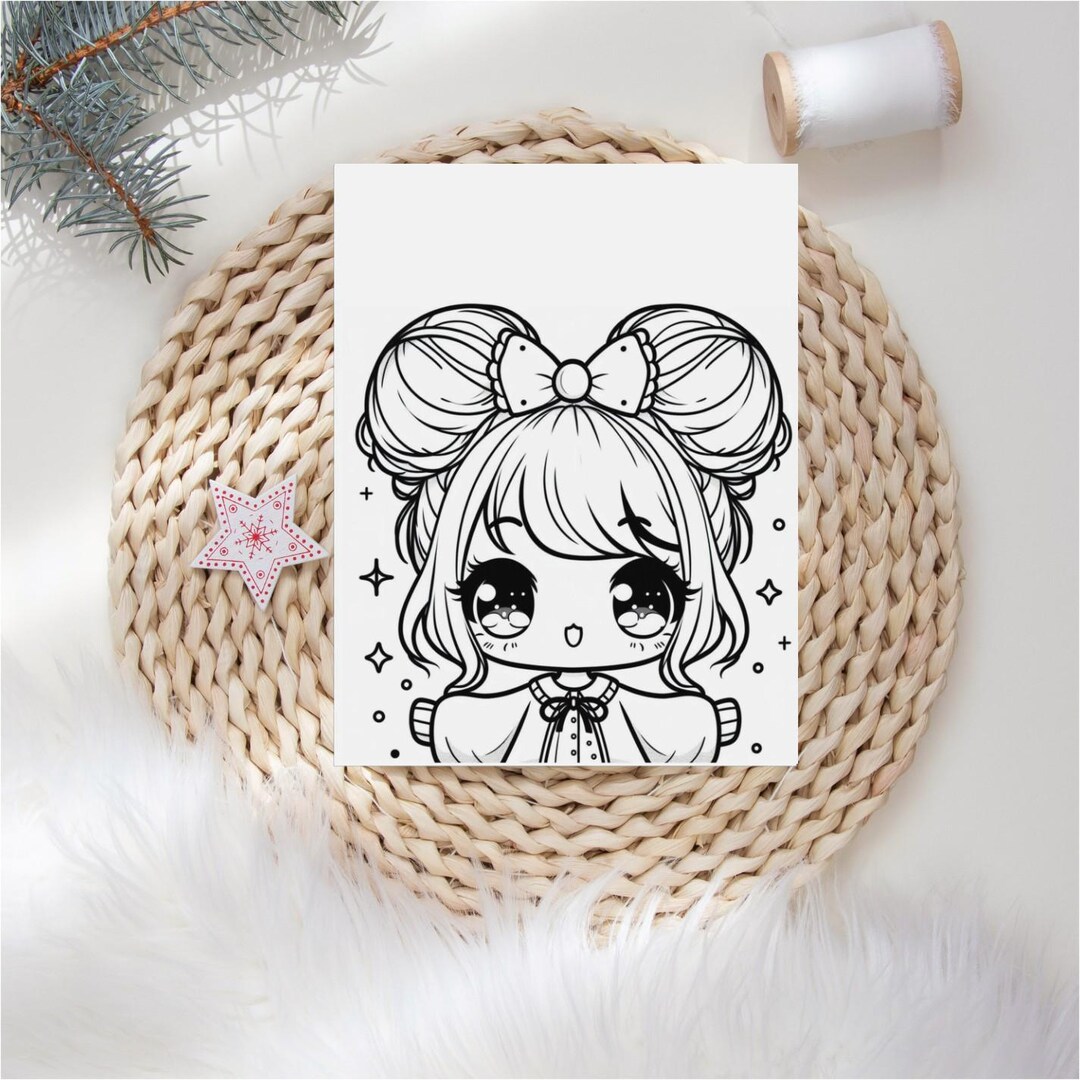 Coloring Book Page Printable, 028, Magical Girl, Kawaii Chibi Anime ...