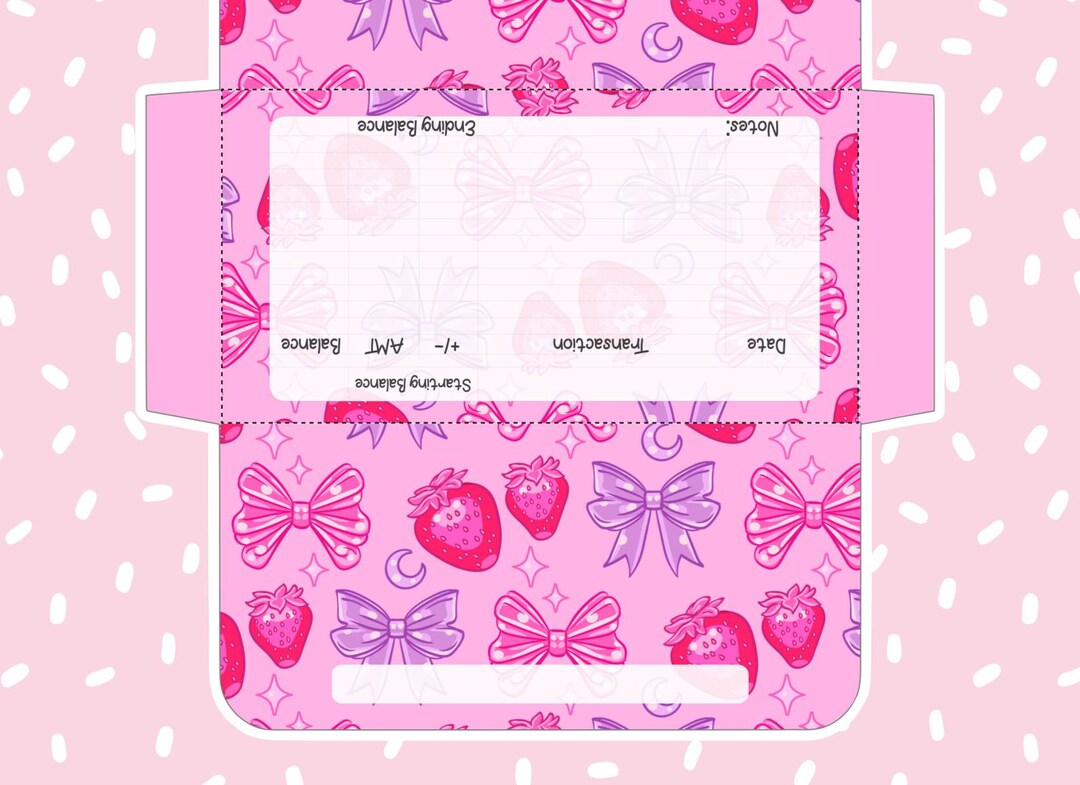 Cash Stuffing Envelope Printable, Coquette Icons, Kawaii Cute, Pastel ...