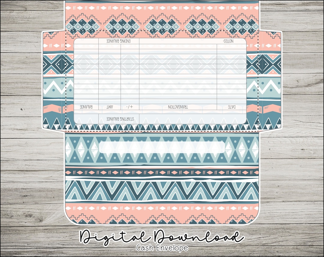 Cash Stuffing Envelope Printable, Western Aztec 3 Kawaii Cute, Cowboy ...