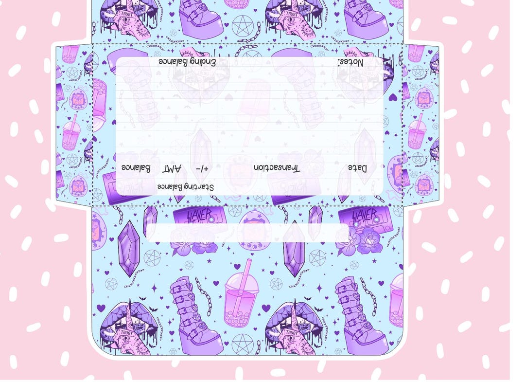 Cash Stuffing Envelope Printable, Goth Essentials, Kawaii Cute, Pastel ...