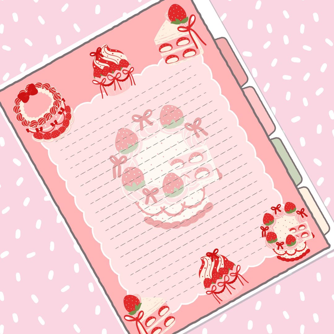 Note Pad Printable, Pretty Cake, Kawaii Cute, Coquette, Stationary ...