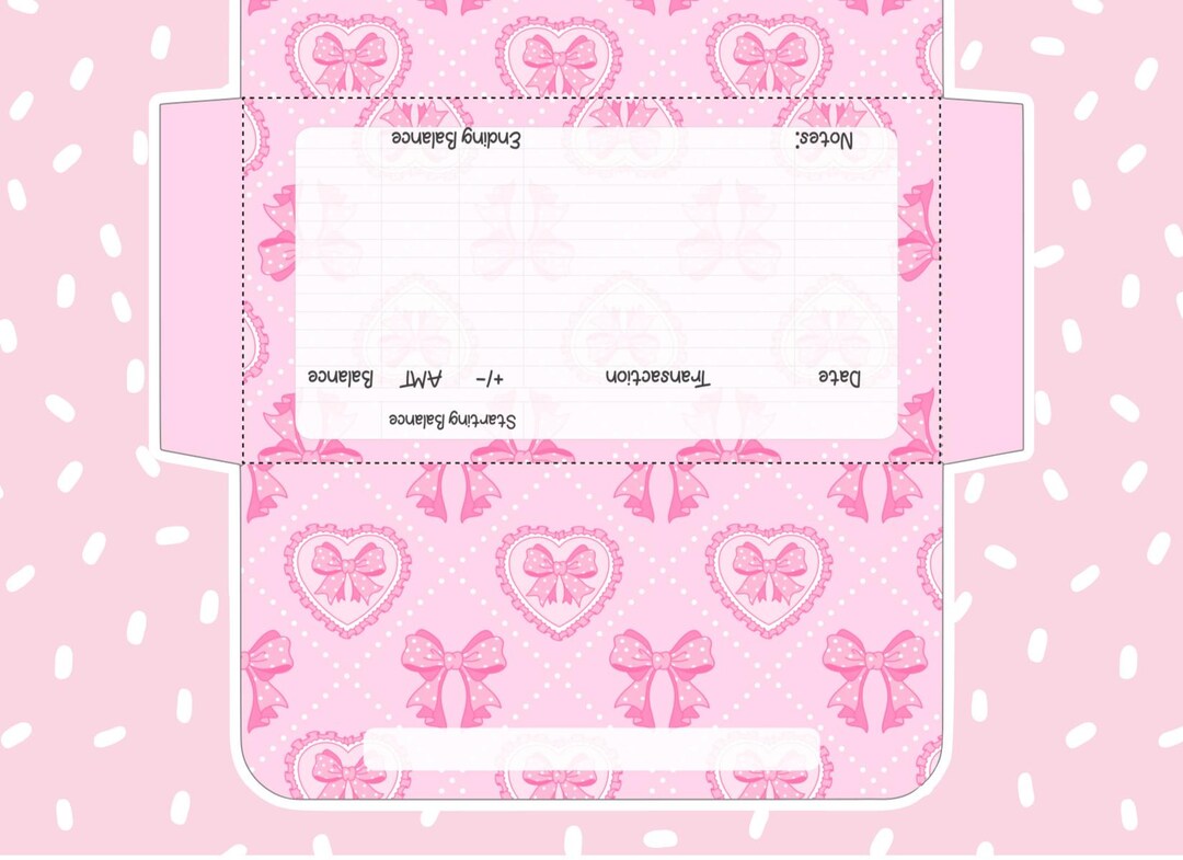 Cash Stuffing Envelope Printable, Lace Coquette, Kawaii Cute, Pastel ...