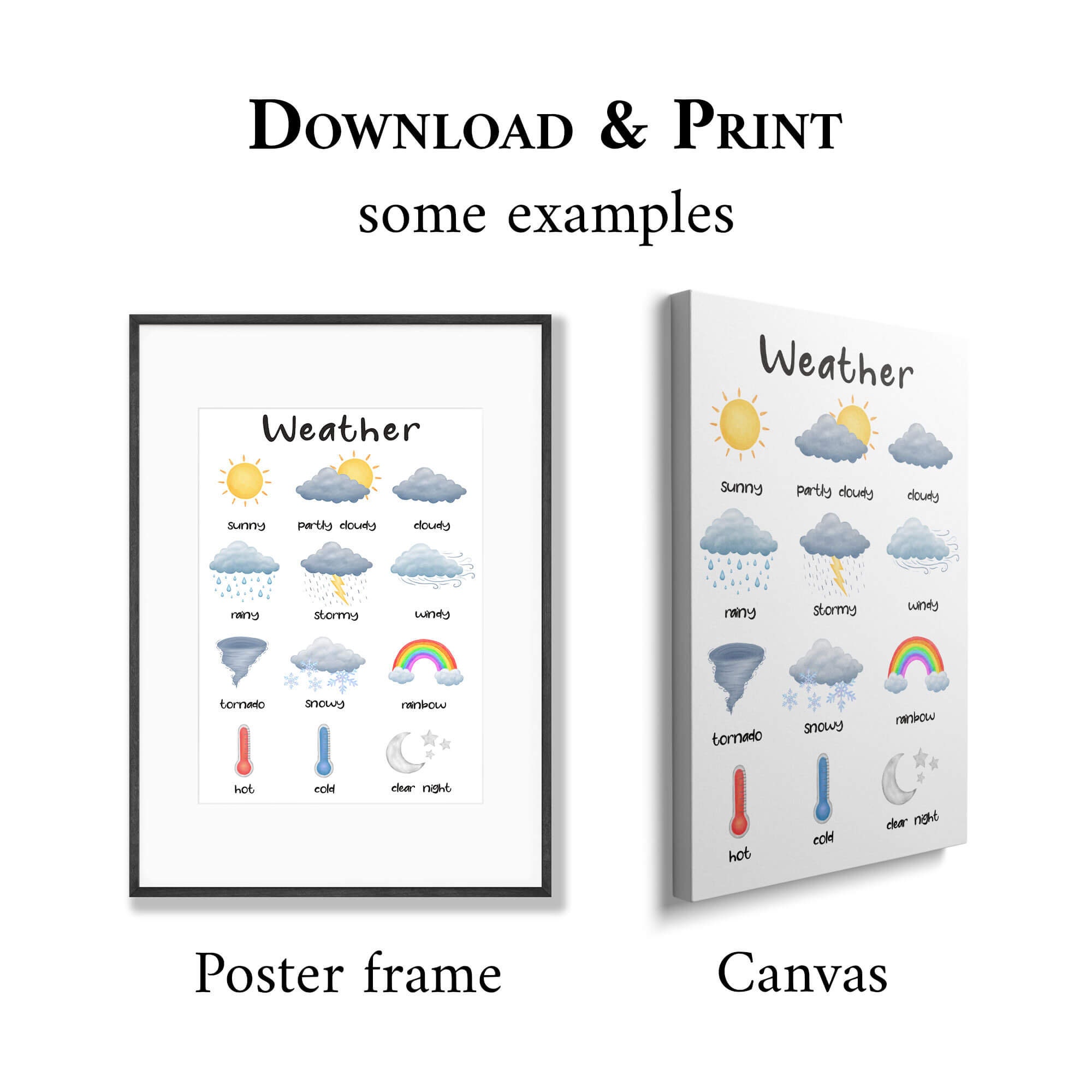 Childrens Educational Print, PRINTABLE Wall Art, Weather Print, Kids ...