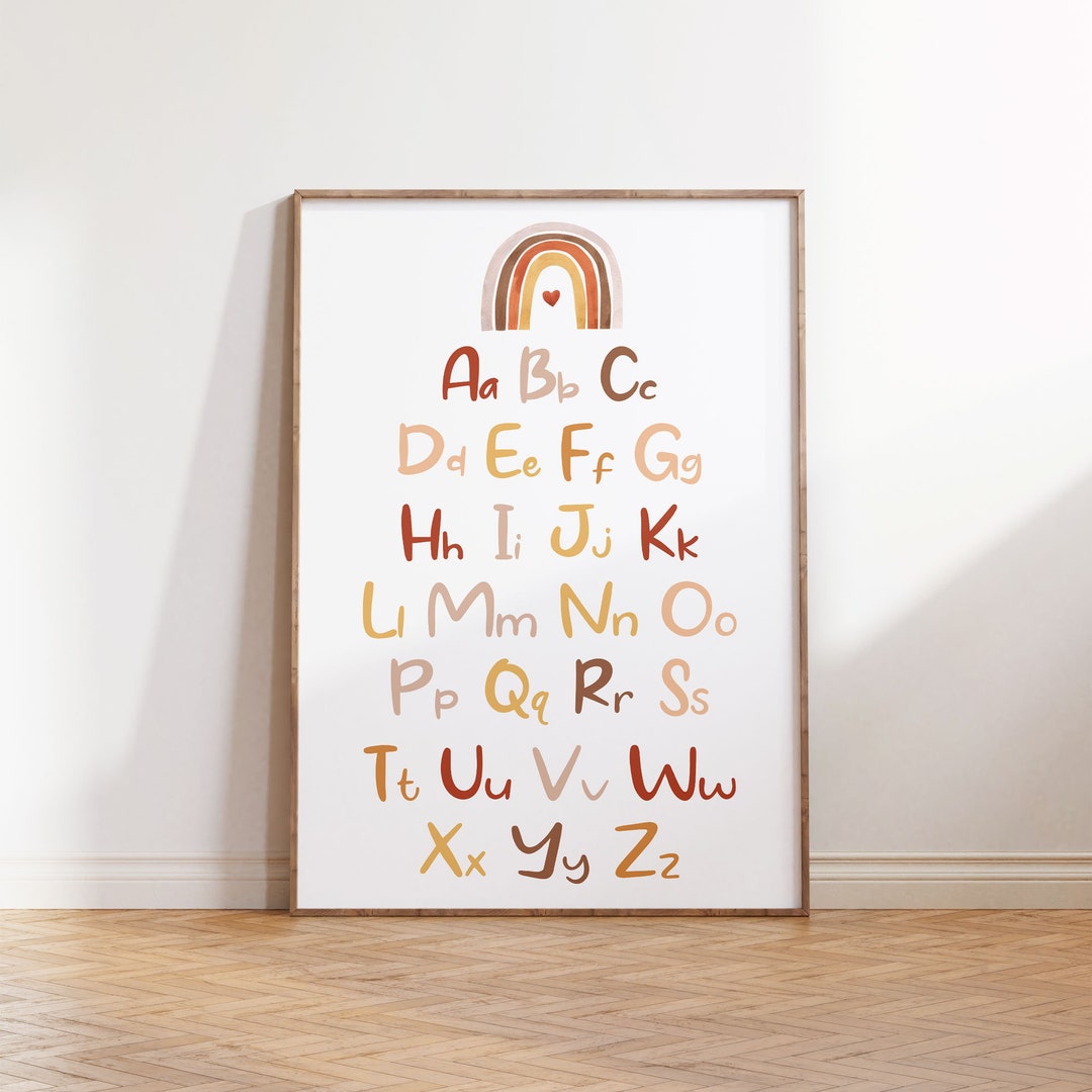 Boho Rainbow Alphabet Poster, Educational PRINTABLE Wall Art, Rainbow ...