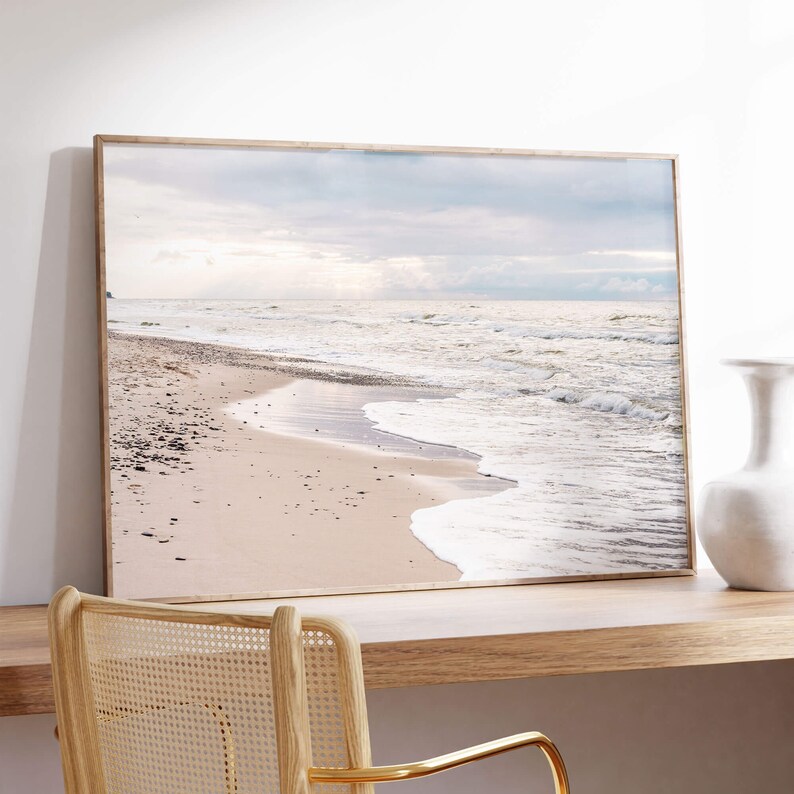 Neutral Beach Print, PRINTABLE Sea Poster, Minimalist Wall Art Beach ...