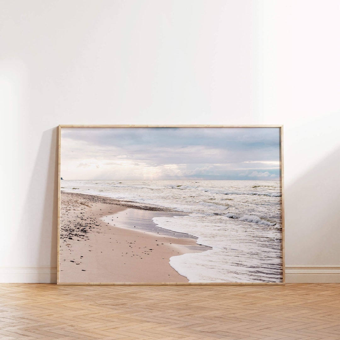 Neutral Beach Print, PRINTABLE Sea Poster, Minimalist Wall Art Beach ...