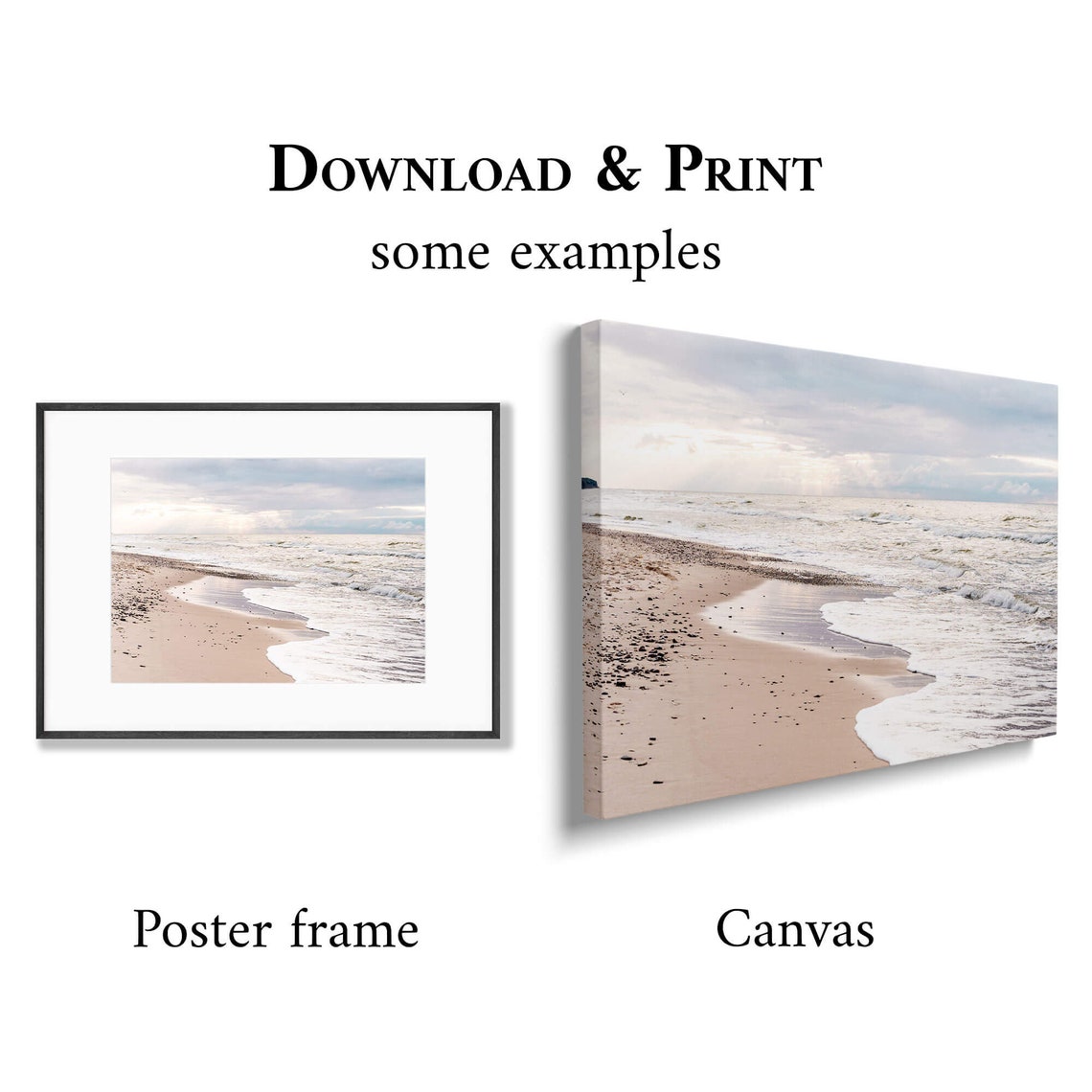 Neutral Beach Print, PRINTABLE Sea Poster, Minimalist Wall Art Beach ...