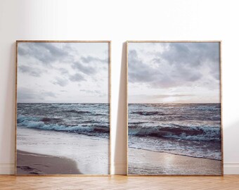 Neutral Beach Print Set of 2 Wall Art, Boho Decor Coastal Wall Art ...