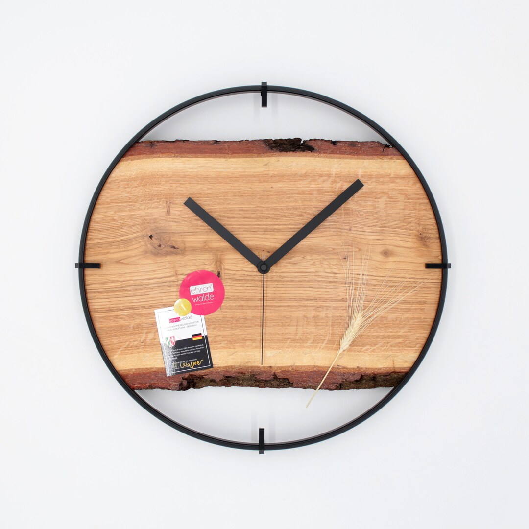 Solid Wood Wall Clock With Dial Oak Wood, Gift Idea or Wall Decoration ...