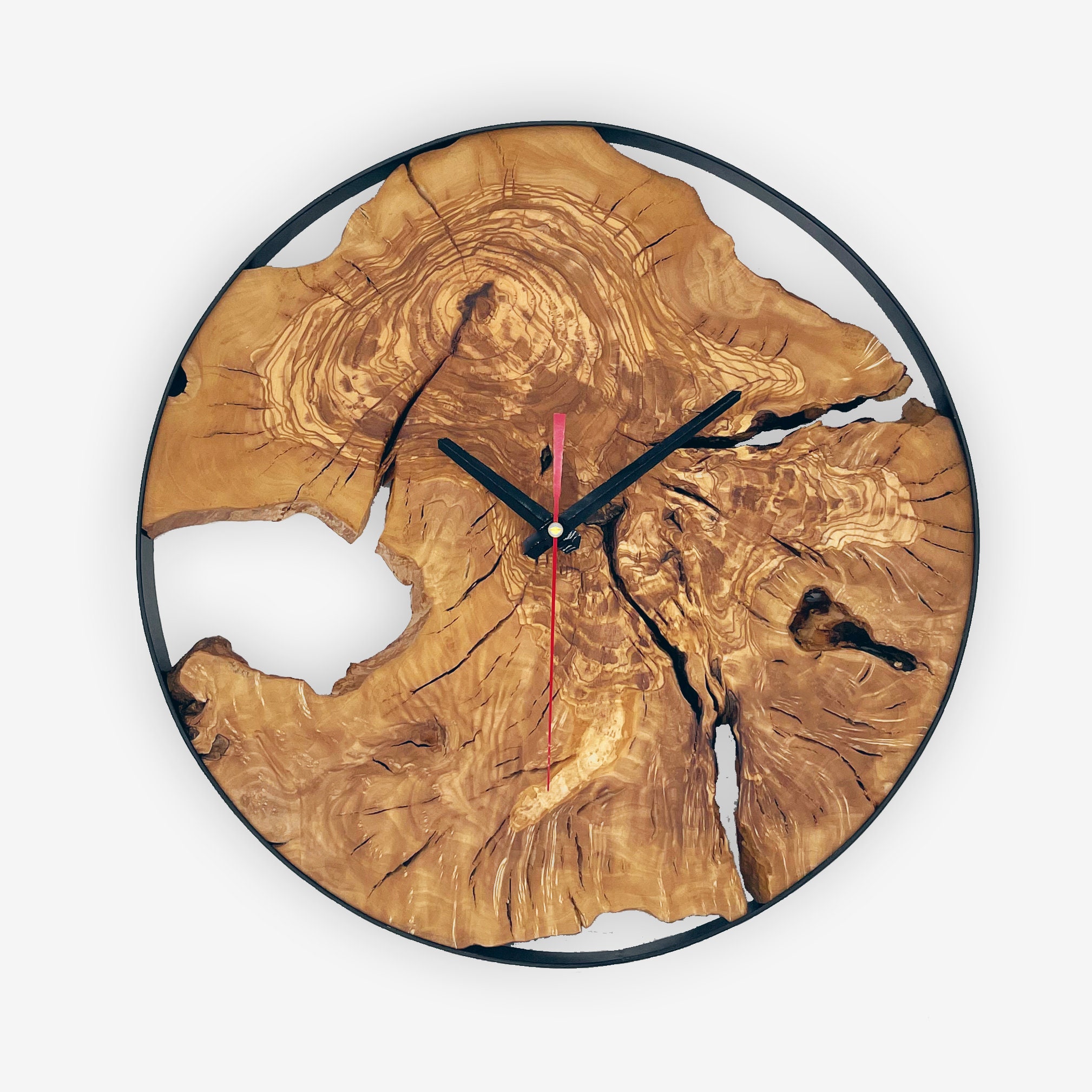 Home Décor Home & Living Wooden wall clock with steel ring Clocks etna ...