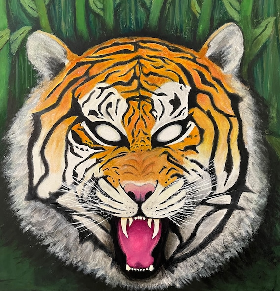 Original Canvas Tiger Painting Wall Art Animal Painting - Etsy
