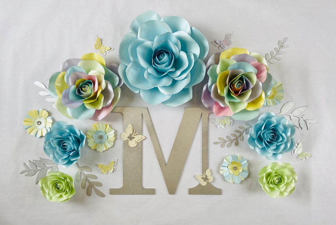 Rainbow Paper Flower Wall Decor: Nursery, Bedroom Handmade Flowers - Etsy
