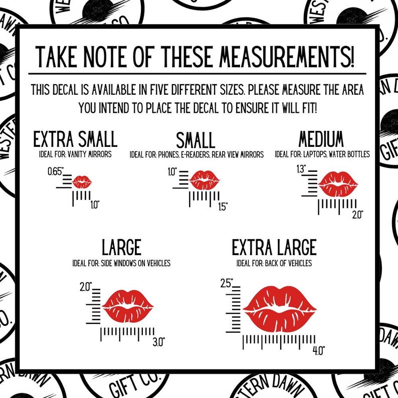 Lips Decal | Lipstick Kiss Sticker | Rearview Mirror Decal | Car ...