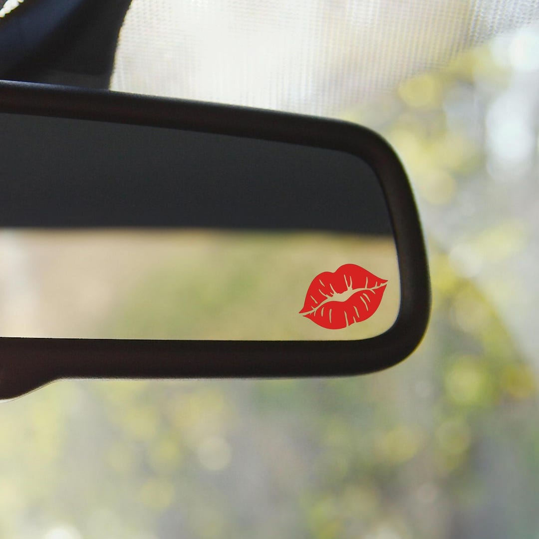Lips Decal | Lipstick Kiss Sticker | Rearview Mirror Decal | Car ...