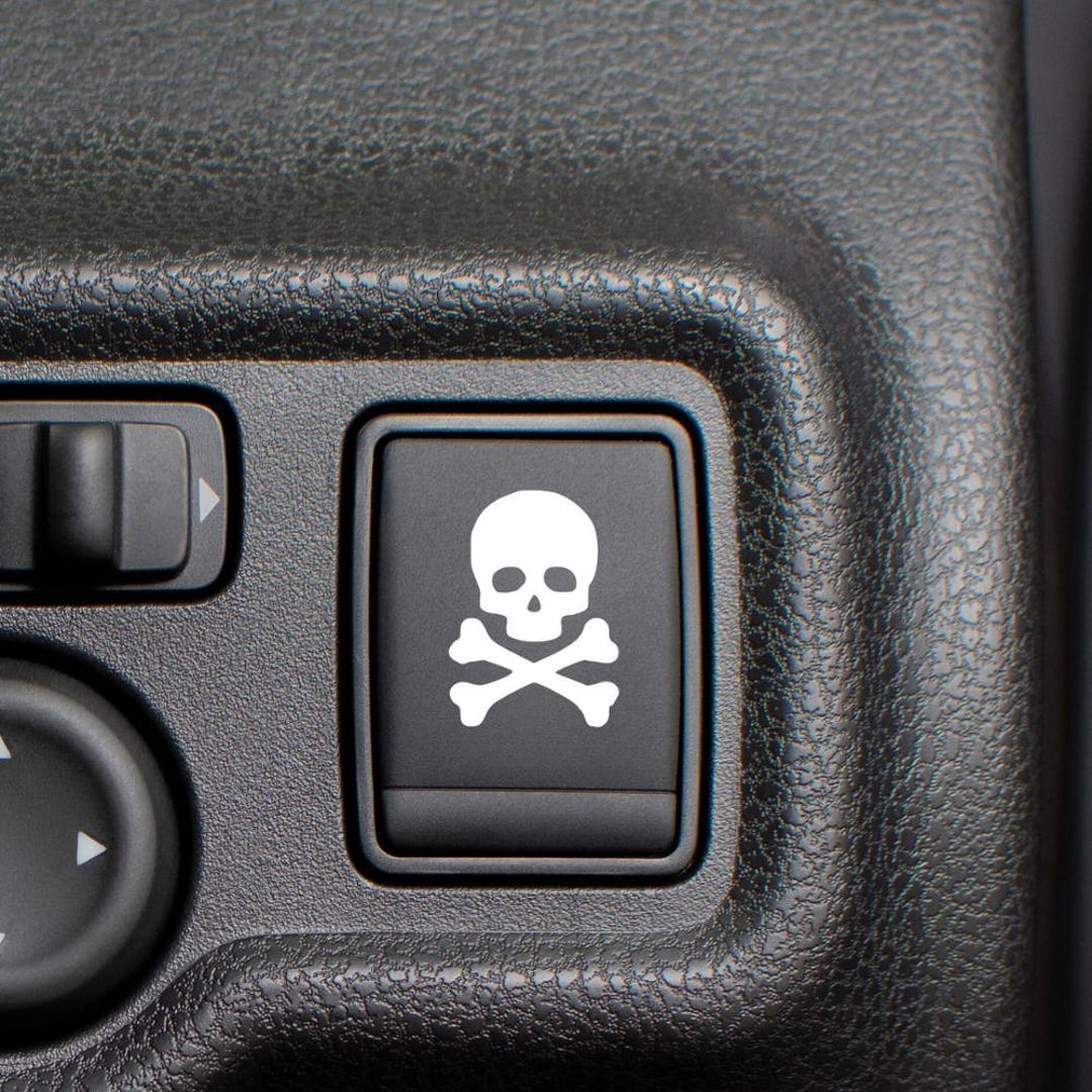 Skull and Crossbones Button Decal | Blank Button Sticker for Car - Etsy