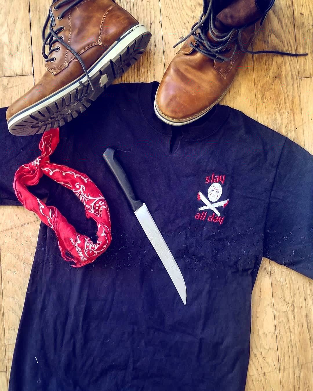 Friday the 13th Jason Slay All Day Embroidered Tee Shirt 100% Cotton ...