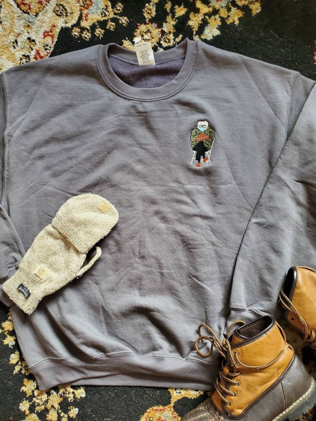 Bernie Sanders Sitting Inauguration Embroidered Sweatshirt - Etsy