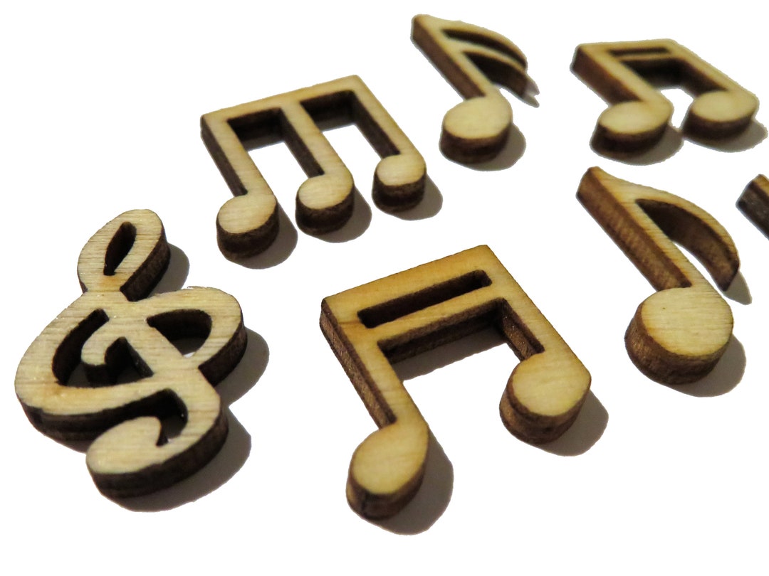 X25 Unfinished Laser Cut Wooden Musical Notes With 10-20mm, Decoration ...