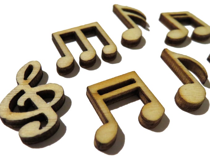X25 Unfinished Laser Cut Wooden Musical Notes With 10-20mm, Decoration ...