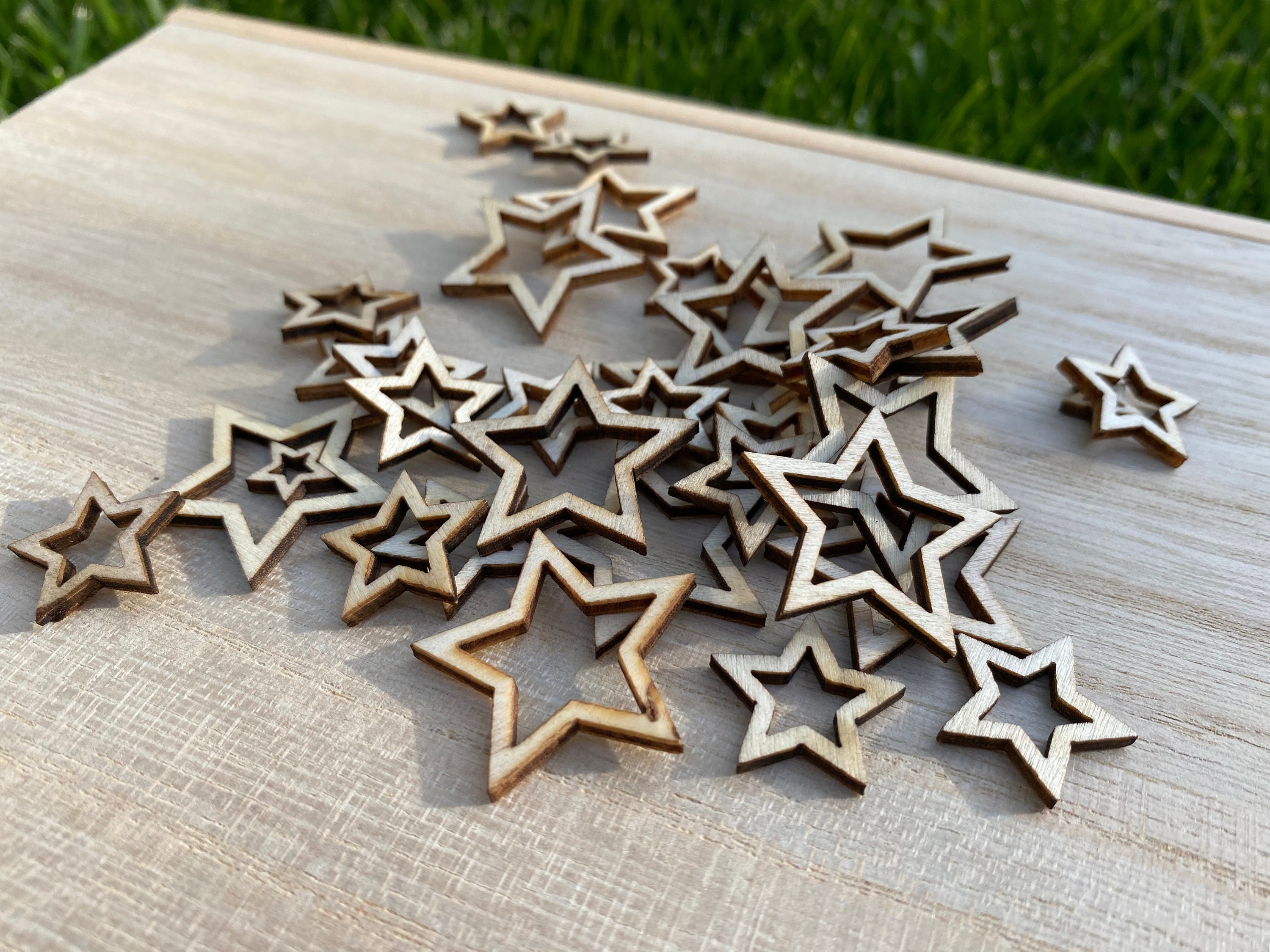 X50 Unfinished Laser Cut Wooden Stars Different Sizes With 10-30mm ...