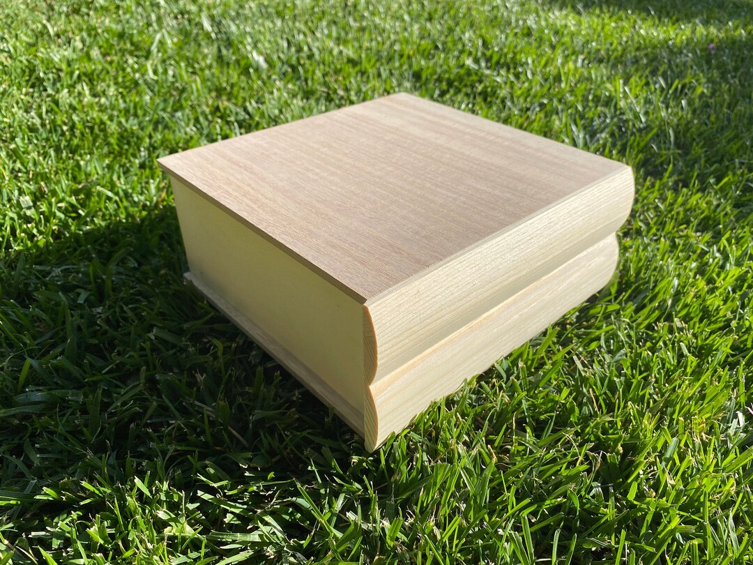 Unfinished Wooden Box Book Shaped With 4 Compartments, Unfinished Wood ...
