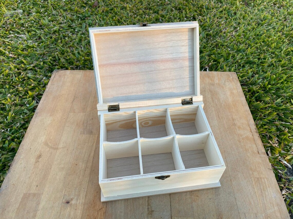 Unfinished Wooden Box Book Shaped With 6 Compartments, Unfinished Wood ...