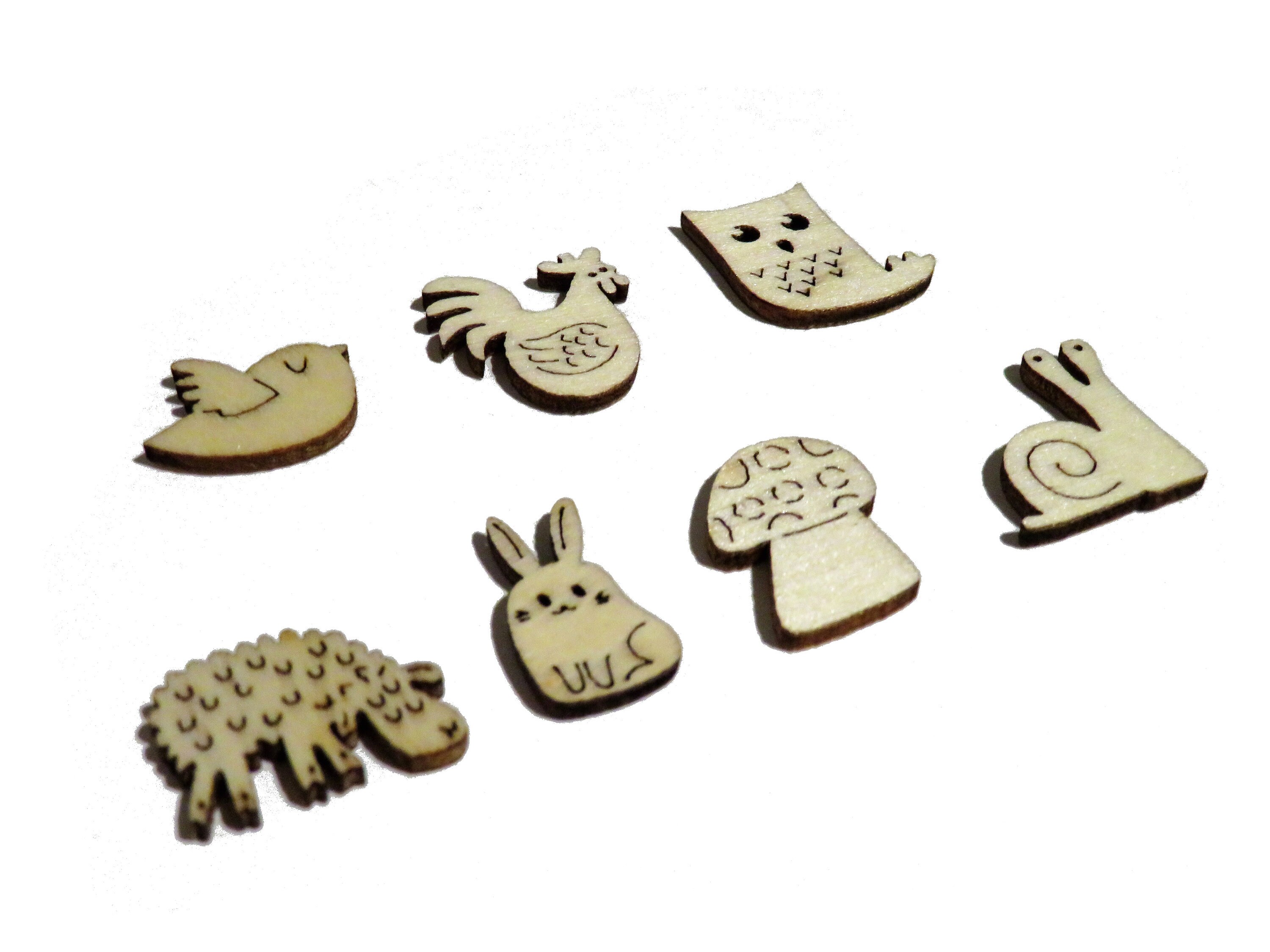 X10 Unfinished Small Wooden Animals Mix 10-15mm Wood Animals | Etsy