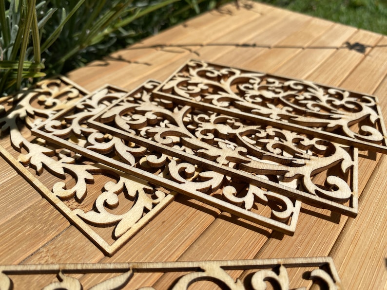 X5 Unfinished Wooden Filigree Rectangle 47x98mm Wood Filigree - Etsy