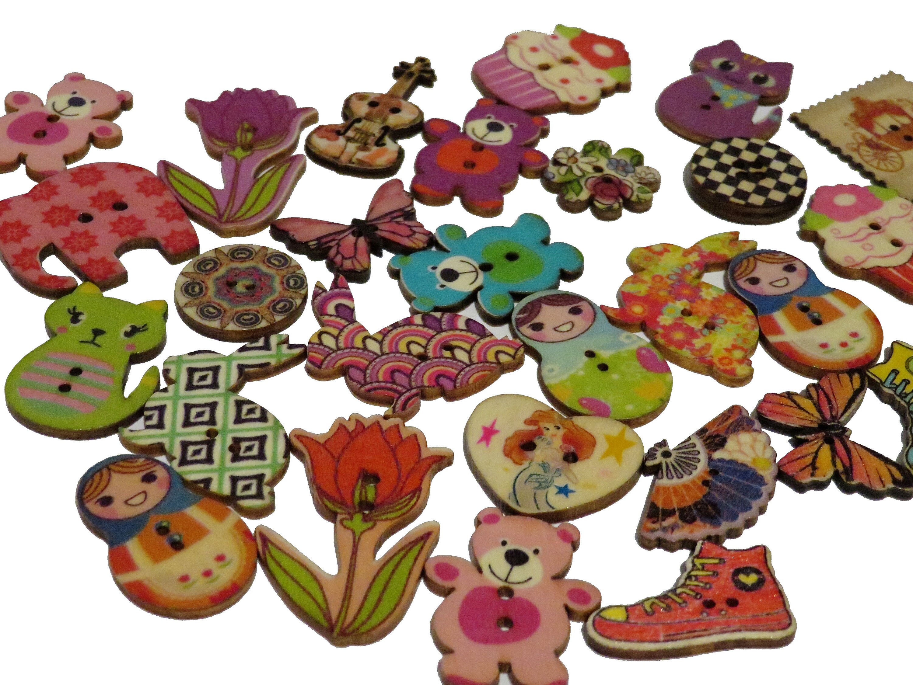 X30 Wooden Different Shaped Buttons Wood Buttons Bear - Etsy