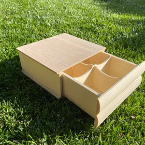 Unfinished Wooden Box Book Shaped With 4 Compartments, Unfinished Wood ...