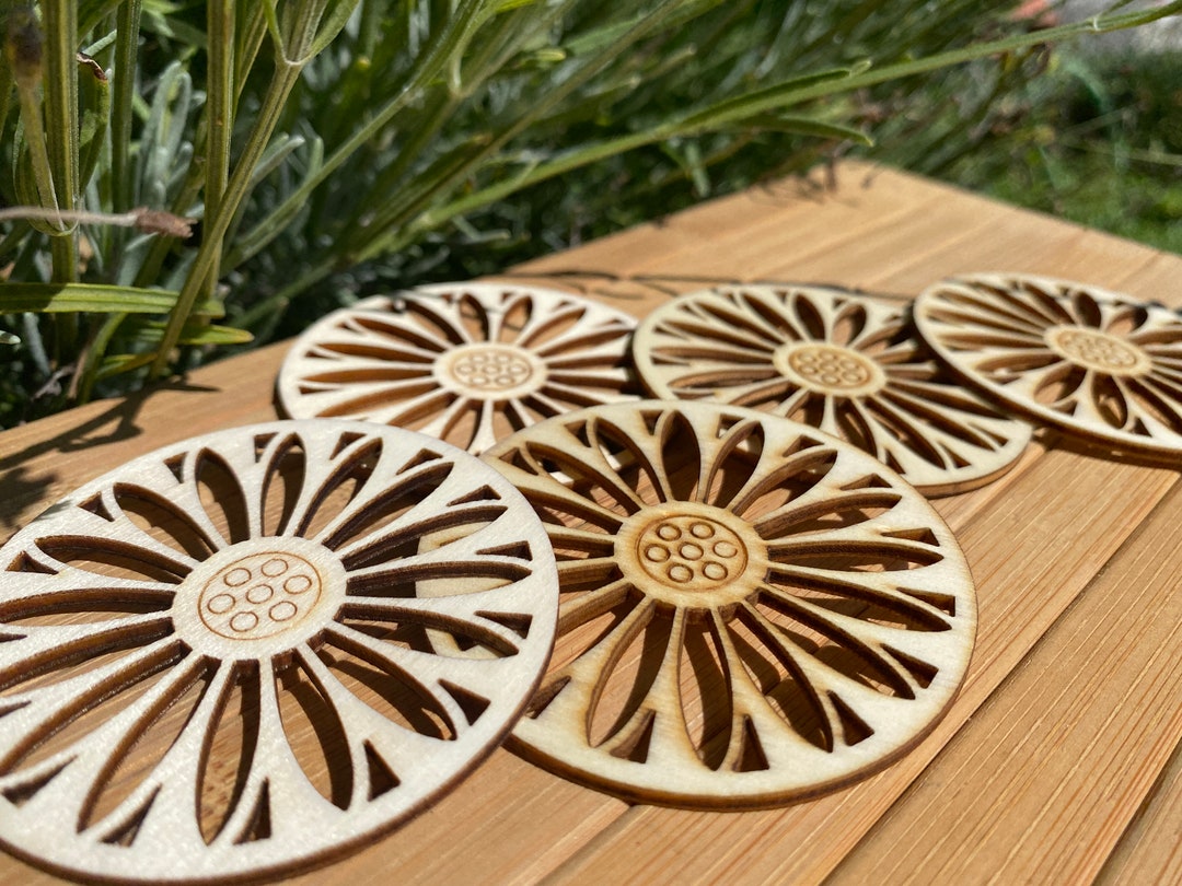 X5 Unfinished Wooden Filigree Circle 62mm, Wood Filigree Shape, Wooden ...