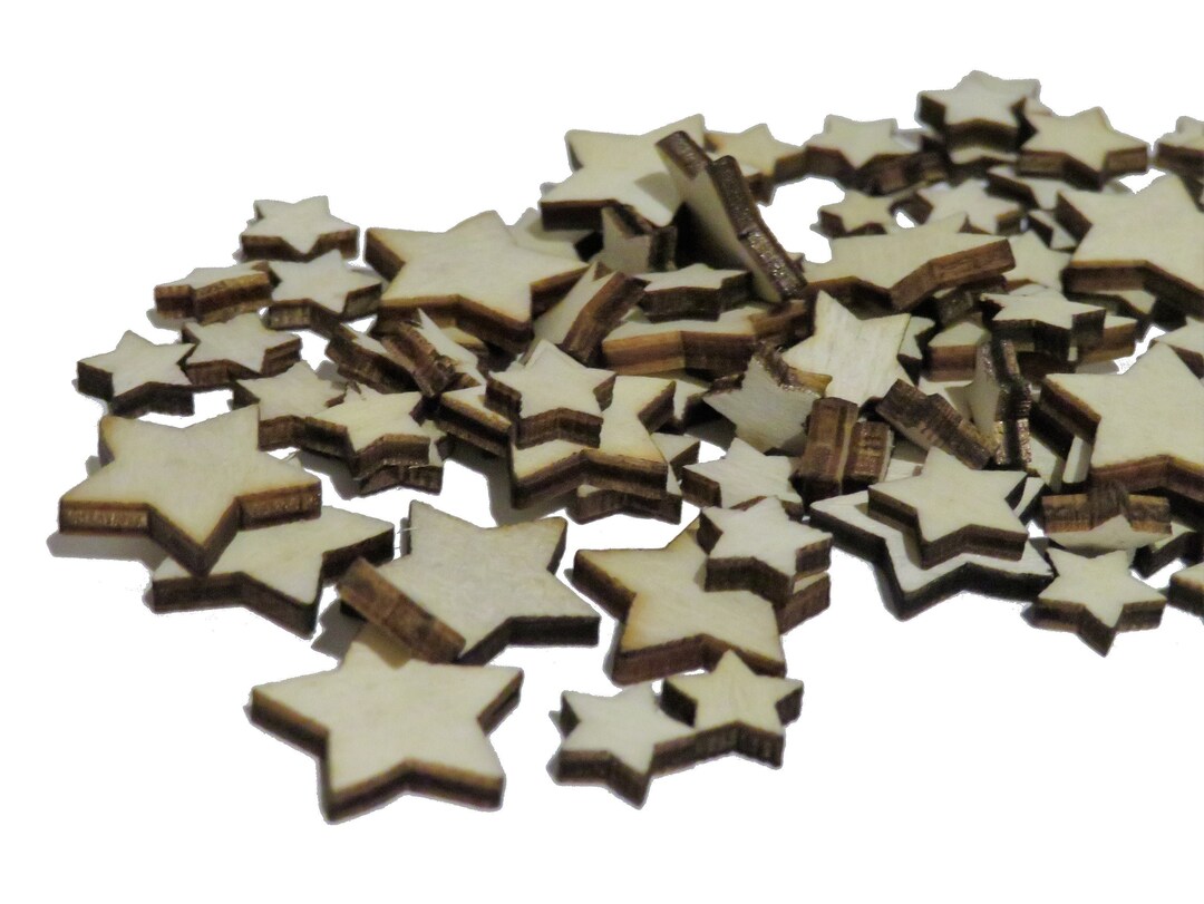 X50 Unfinished Laser Cut Wooden Stars Different Sizes With 5-15mm ...