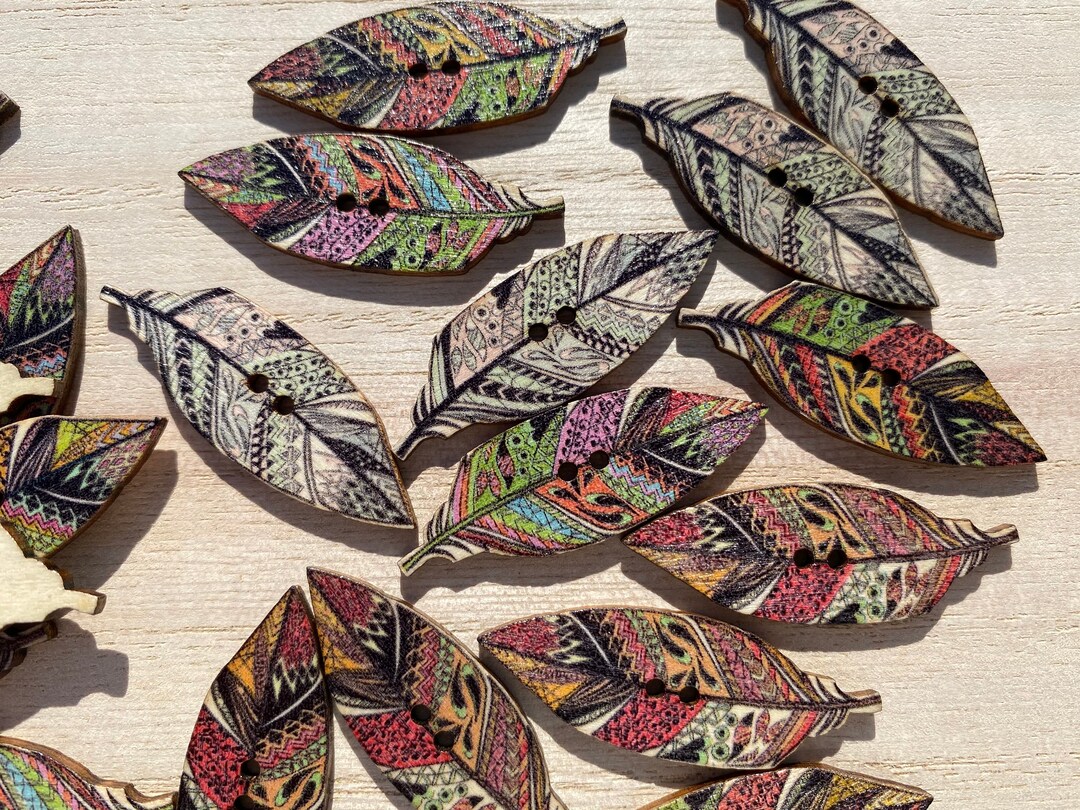 X10 Wooden Leaf Shaped Buttons, Wood Leaf Buttons, Wood Button, Cute ...