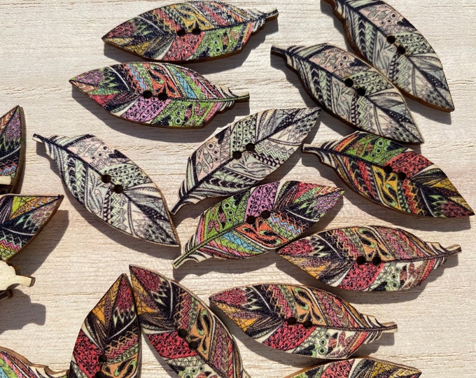 X10 Wooden Leaf Shaped Buttons, Wood Leaf Buttons, Wood Button, Cute ...