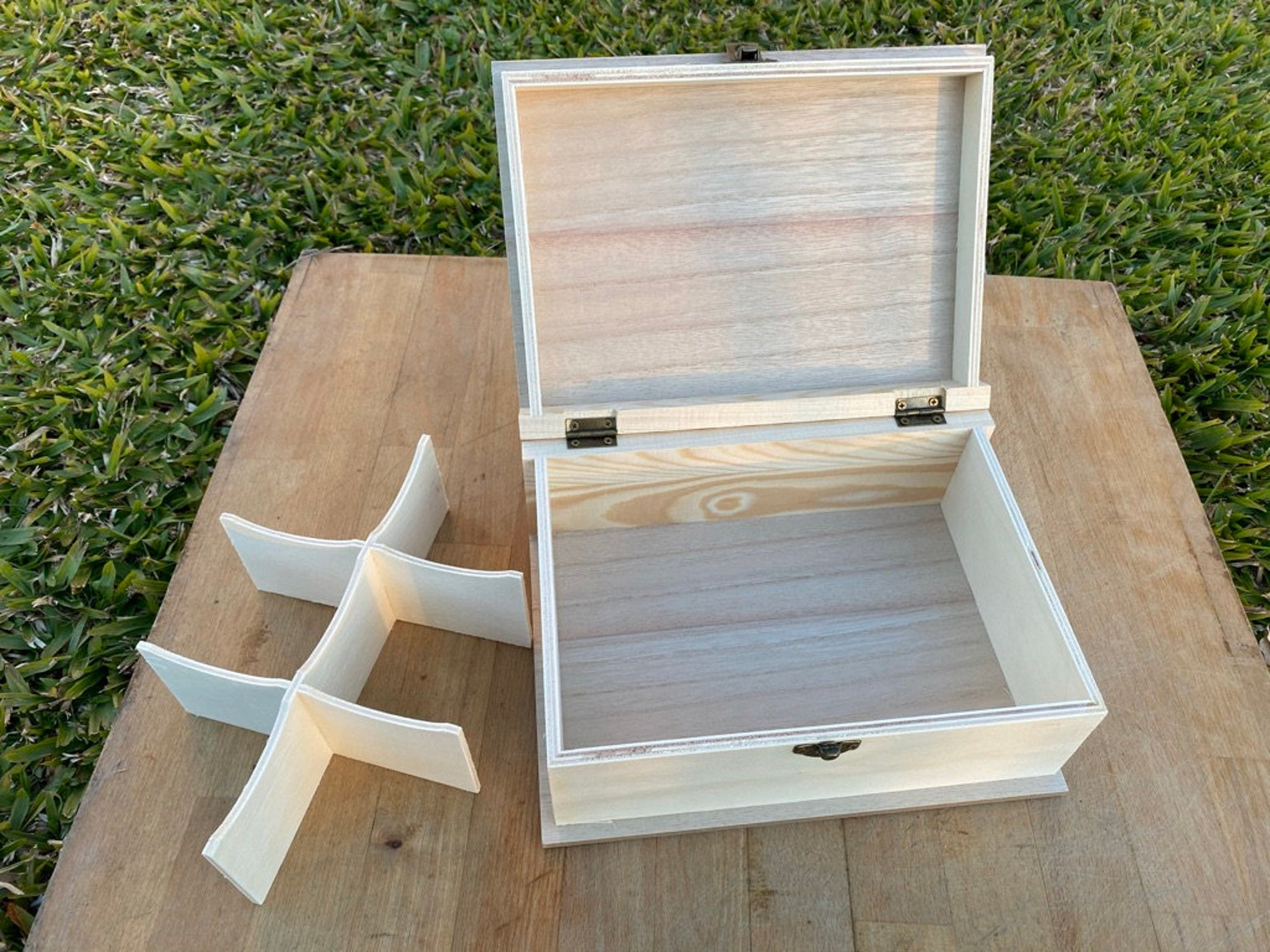 Unfinished Wooden Box Book Shaped With 6 Compartments, Unfinished Wood ...
