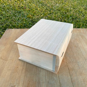 Unfinished Wooden Box Book Shaped With 6 Compartments, Unfinished Wood ...