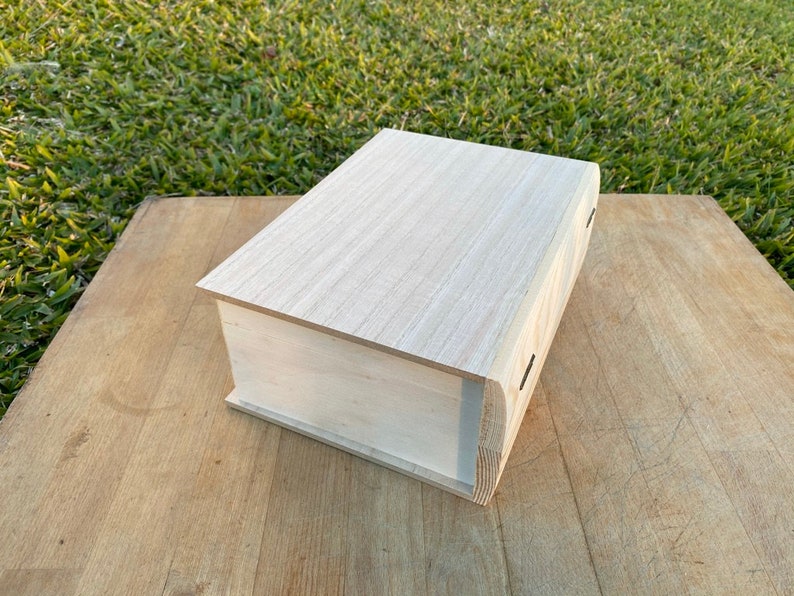 Unfinished Wooden Box Book Shaped With 6 Compartments, Unfinished Wood ...