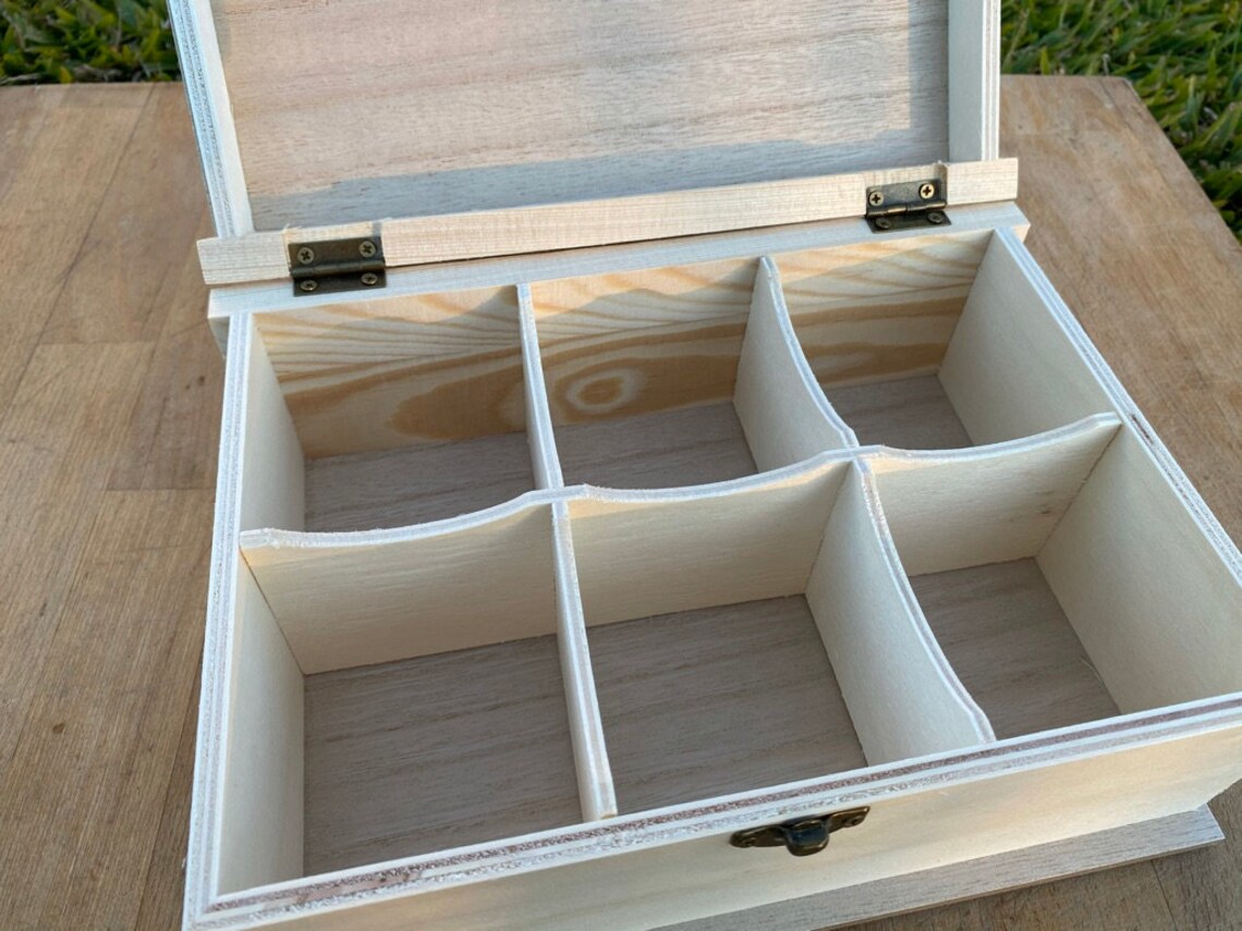Unfinished wooden box book shaped with 6 compartments | Etsy