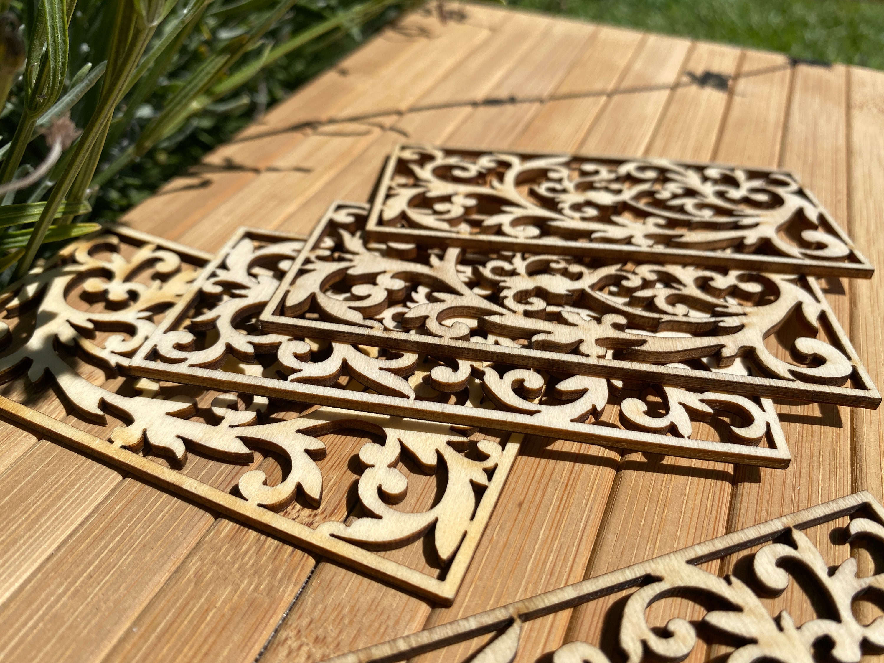 X5 Unfinished Wooden Filigree Rectangle 47x98mm Wood Filigree - Etsy