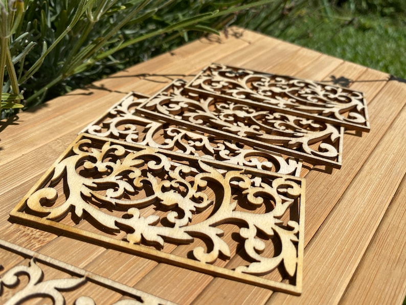 X5 Unfinished Wooden Filigree Rectangle 47x98mm Wood Filigree - Etsy
