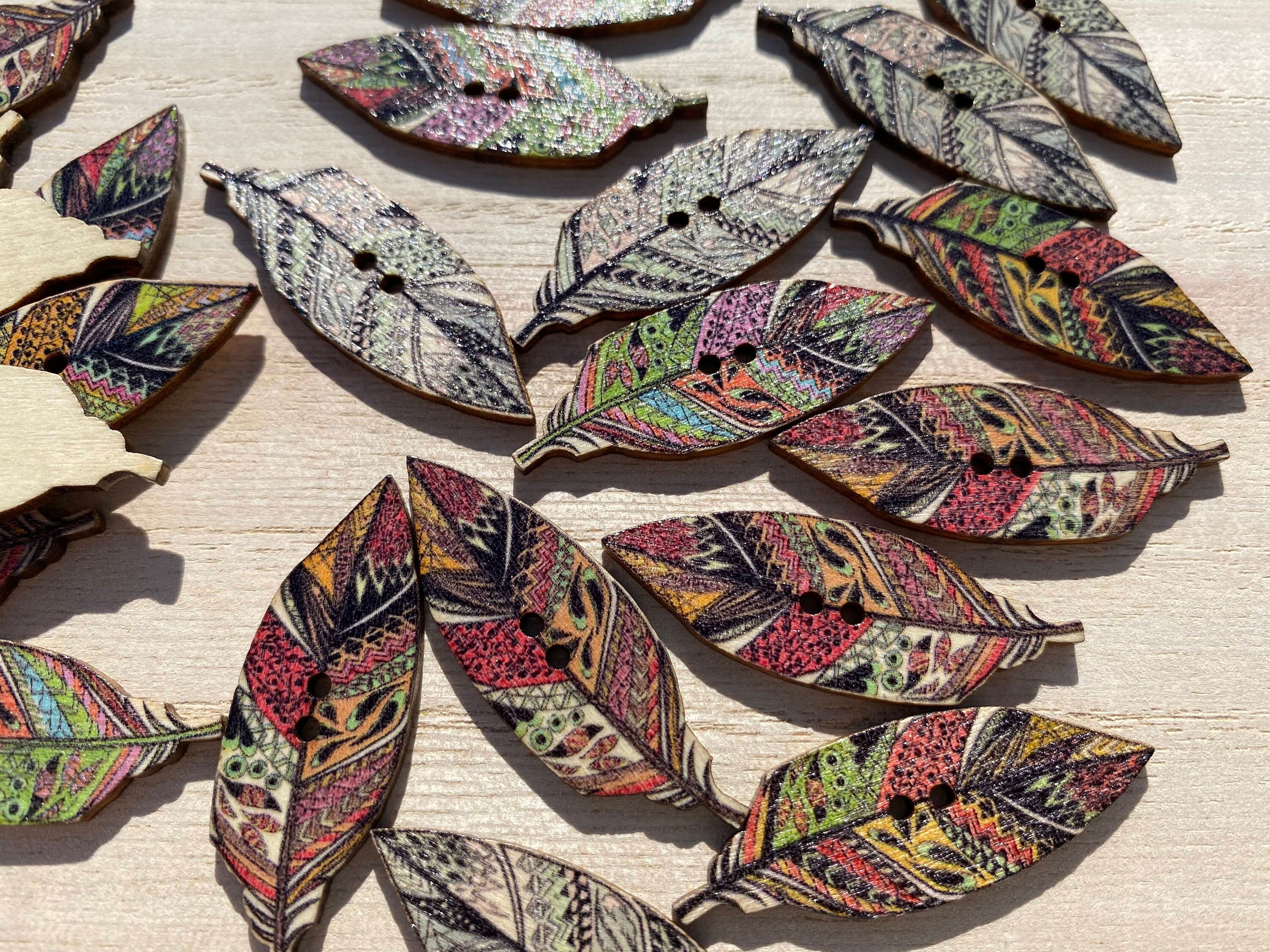 X10 Wooden Leaf Shaped Buttons Wood Leaf Buttons Wood - Etsy